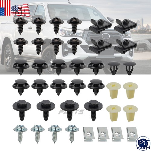 40x Bumper Splash Shield Hood Engine Push Clip Screw Rivet Trim For ...