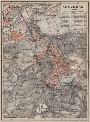 KARLOVY VARY town city plan mesta. Carlsbad Karlsbad. Czech Republic ...