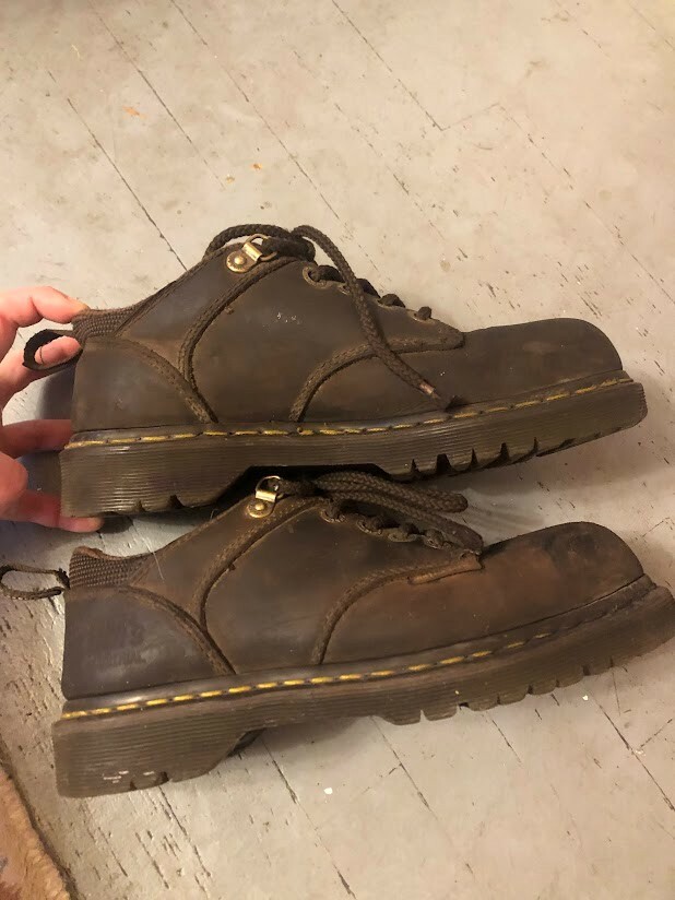 DR MARTENS REEDER BROWN LEATHER LACE-UP UTILITY SHOE - STEEL TOE Womens ...