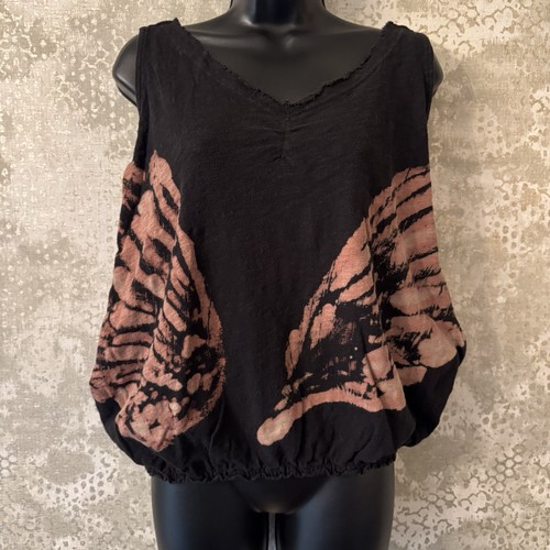 FREE PEOPLE *RARE* Bleach Dye BUTTERFLY WINGS Peek-a-Boo Flowy MEDIUM ...