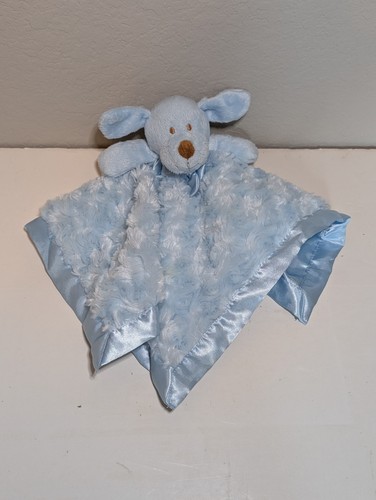 Blankets & Beyond Blue Puppy Dog Swirl Lovey Plush Satin Back Security ...
