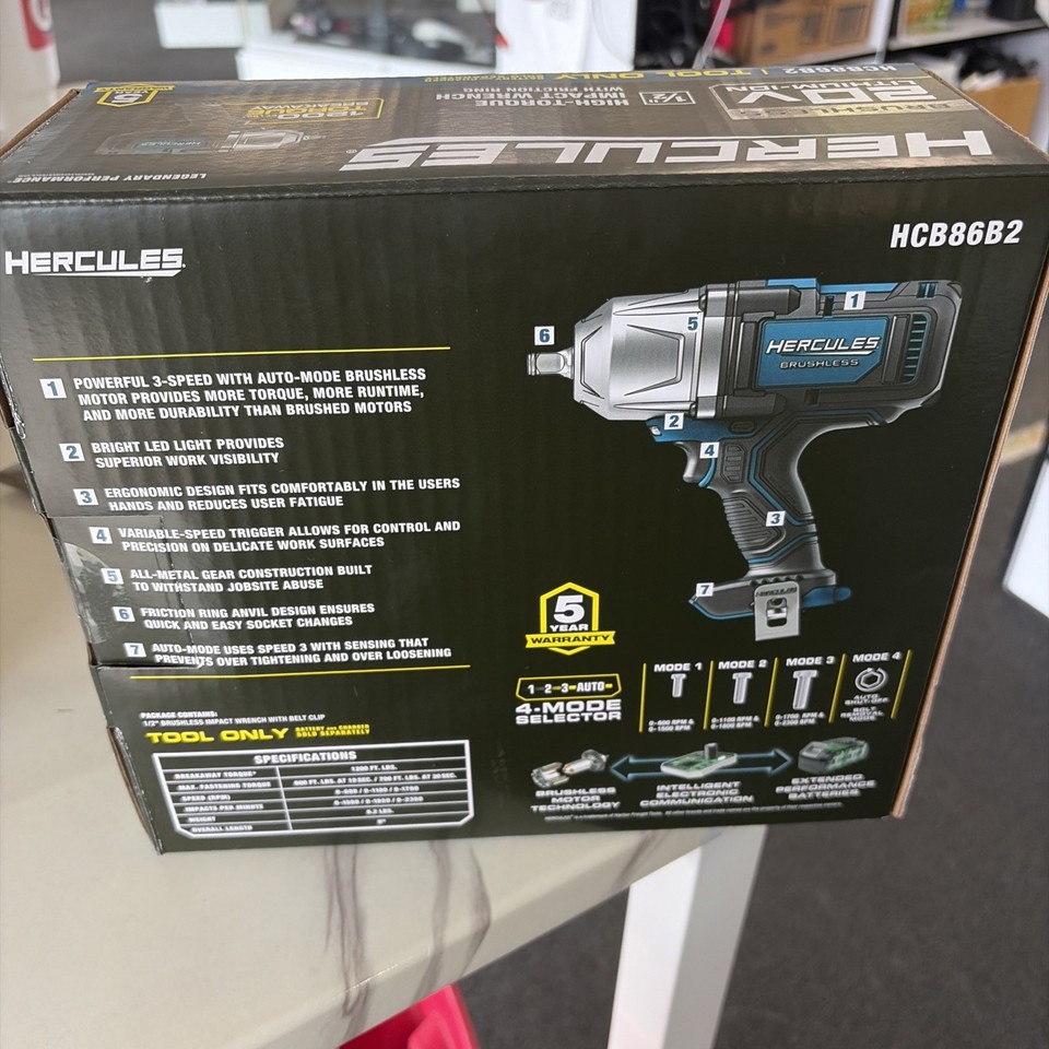 HERCULES 20V Brushless 1/2" Impact Wrench 1200 FT LBS (Tool Only ...