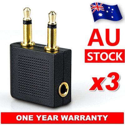 3x Airplane Airline Headphone Adapter For Audio Jack 2 Plug Air Plane ...