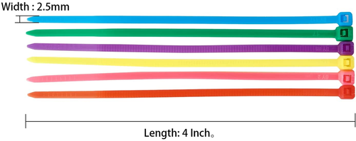 600Pcs (100 per Color) Small Colored Zip Ties 4 Inch Multi-Color Zip ...