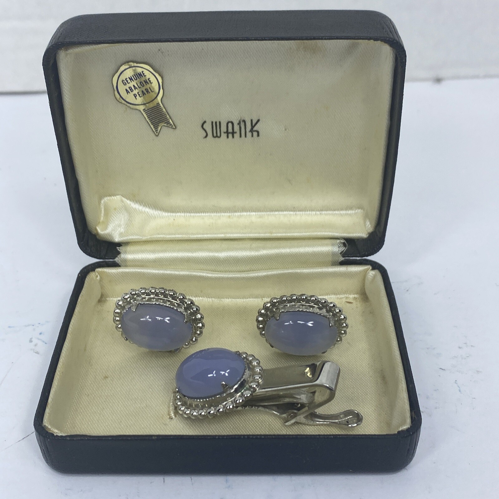 Vintage SWANK Genuine Abalone Pearl & Silver Tone Cuf… - Gem