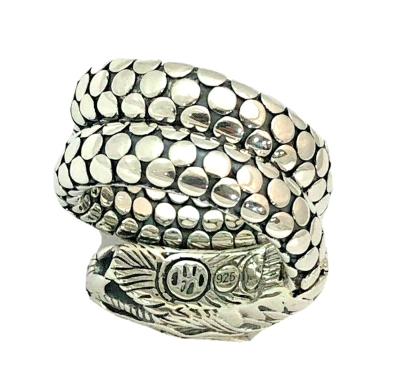 John Hardy Silver 925 Naga Double Dragon Coil Ring - Gem