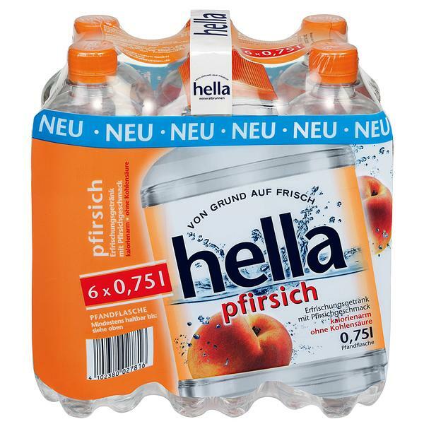 12 Flaschen Hella Pfirsich inc. 3 EINWEG PET a 0 75 L Mineralwasser ...