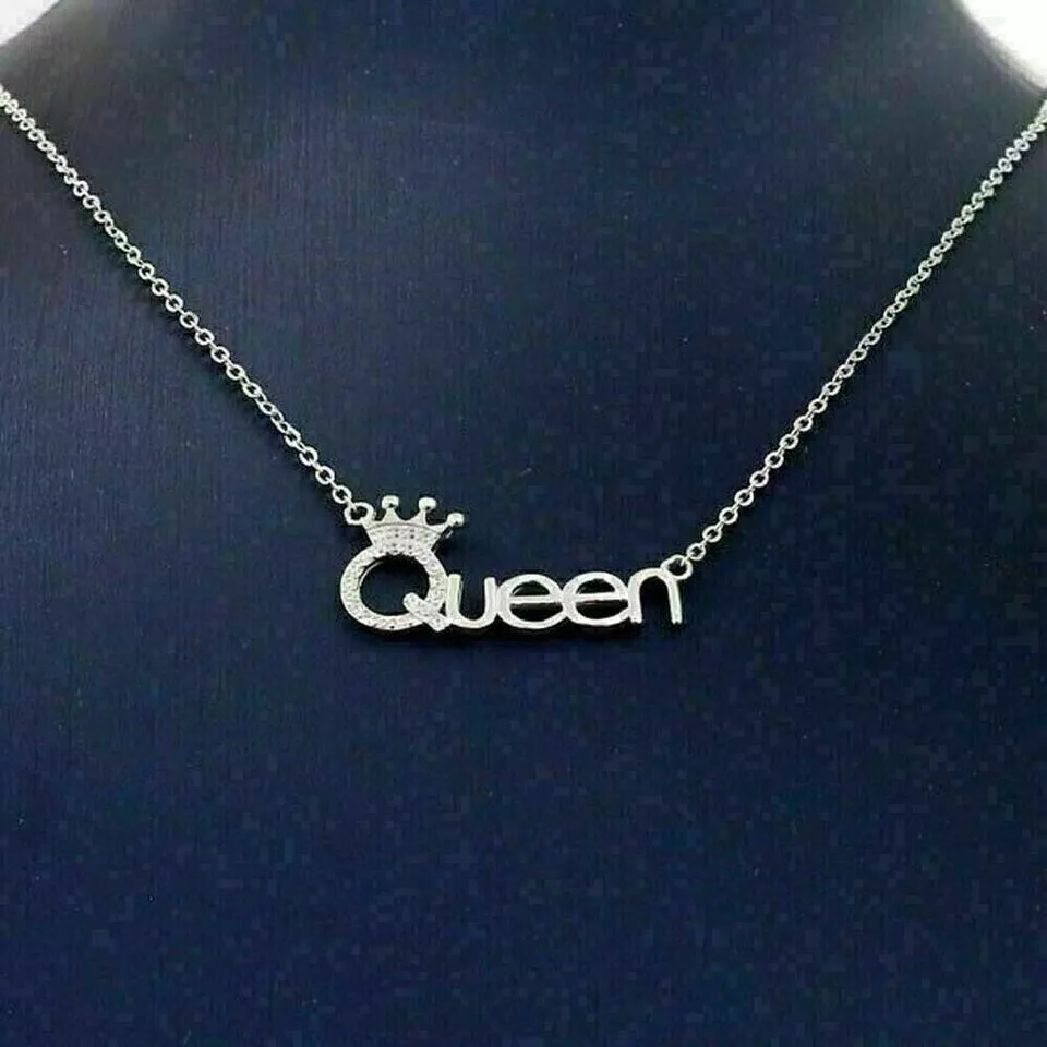 14k White Gold Plated 2.50 Ct Lab-Moissanite "Queen" Chain Pendant ...