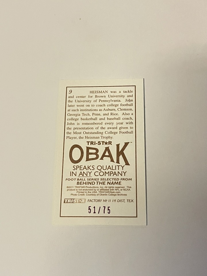 2011 Tri Star Obak John Heisman /75 **026885 | eBay