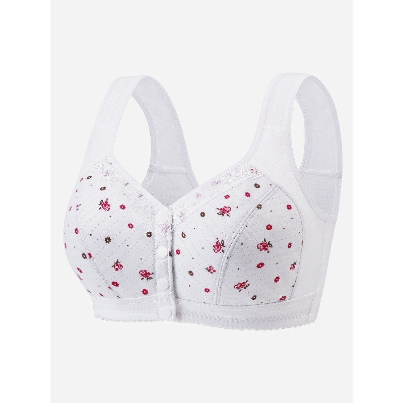 Ladies Front Fastening Bra Cotton Lycra Non Wired Non Padded Soft ...