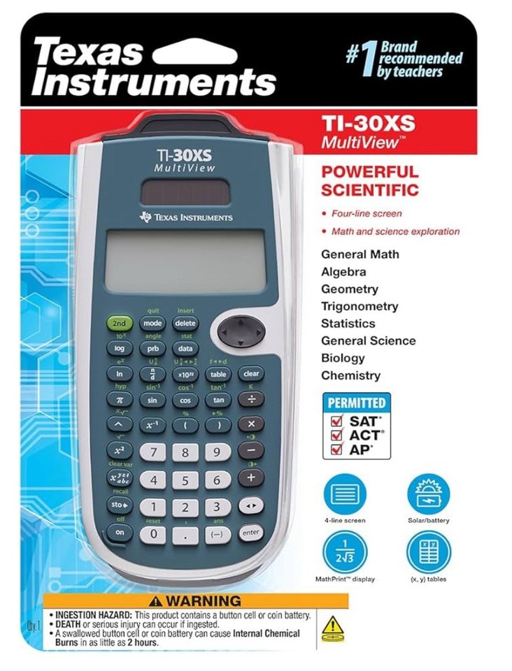 Texas Instruments TI-30XS MultiView Scientific Calculator - Blue 17-101 ...