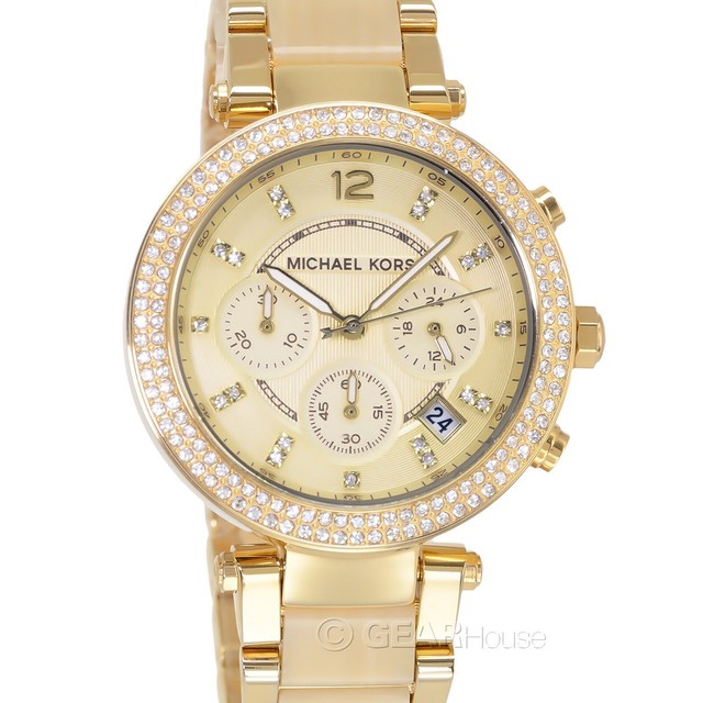 Michael Kors 150242 Parker Chronograph Champagne Dial Ladies Watch ...