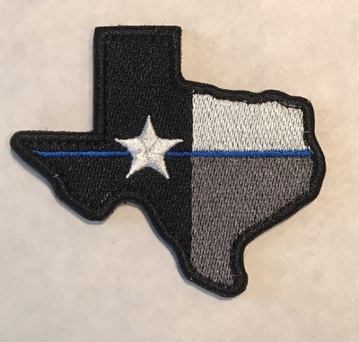 Thin Blue Line TEXAS SHAPE FLAG Tactical Police SWAT Embroider Hook/Lp ...