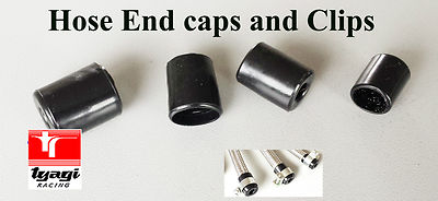 STAINLESS STEEL BRAIDED FUEL HOSE END FINISHER RUBBER CAPS WITH CLIPS ...