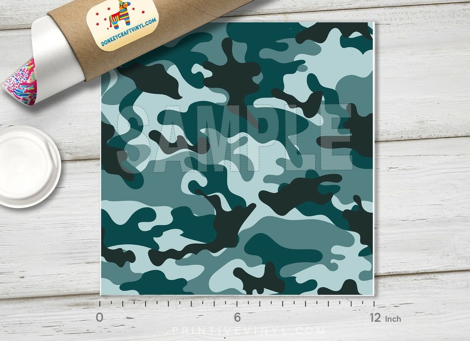 Military Camouflage Patterned Iron on Vinyl, Printed HTV, Oracal 651 ...