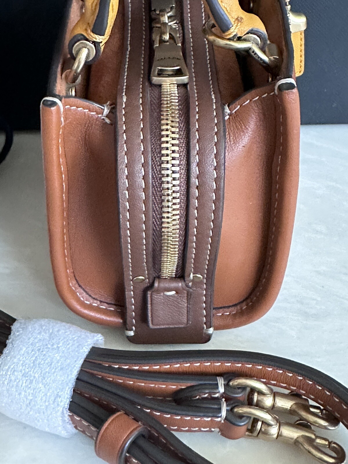 COACH ROGUE 12 COCOA BURNISHED AMBER / YELLOW MINI BA… - Gem