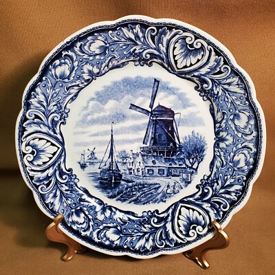 Delfts By Boch Belgium Royal Sphinx 10" Wall Plate Sailboat Windmill ...