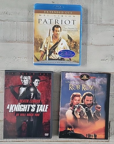 Action 3-Movie Lot The Patriot Blu-ray + DVDs A Knight's Tale & Rob Roy ...