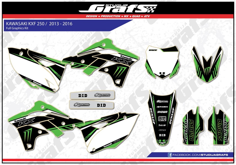 KAWASAKI Complete Graphics KX F KLX 65 85 110 112 125 140 150 230 250 ...