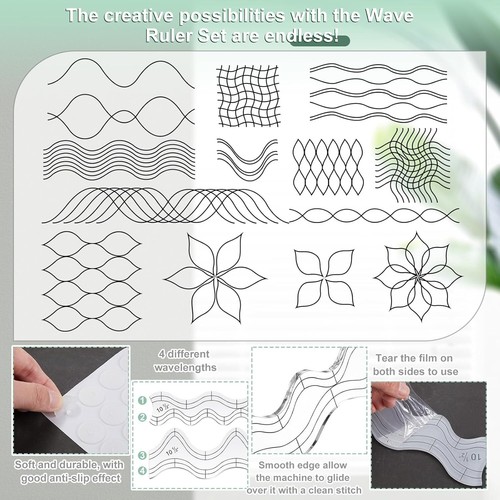 Kigley 2 Pcs Wave Edge Waves Ruler Acrylic Quilt Rulers for Quilting 0. ...