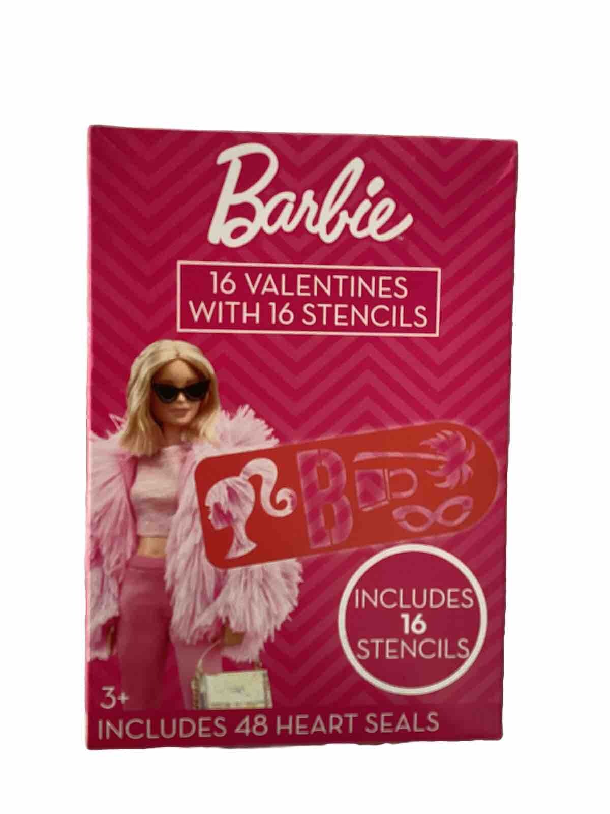 Barbie Valentines Day Cards - 16 with stencils, heart seals, 2024, 8 ...