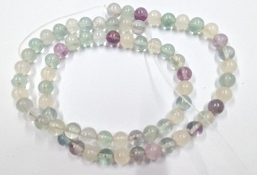 1 String Round Shape Translucent Fluorite Beads Stone 65 Piece Lot 5-1 ...