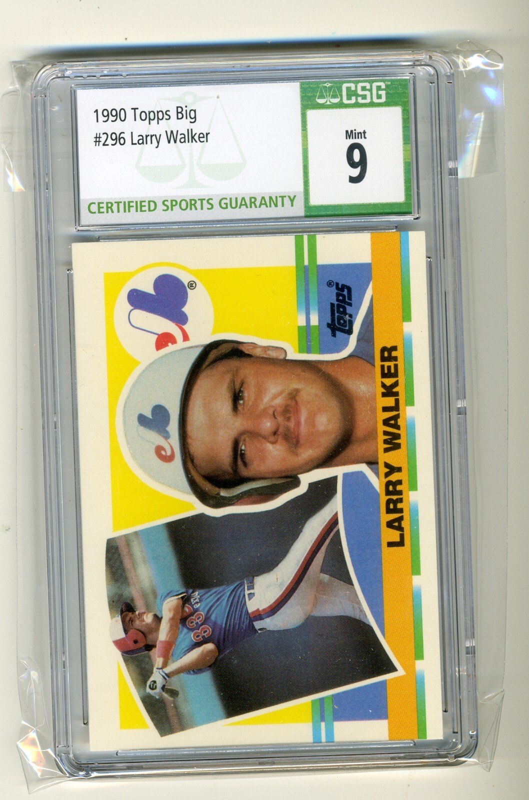 1990 Topps Big Baseball #296 Larry Walker Rookie RC CSG 9 Mint | eBay