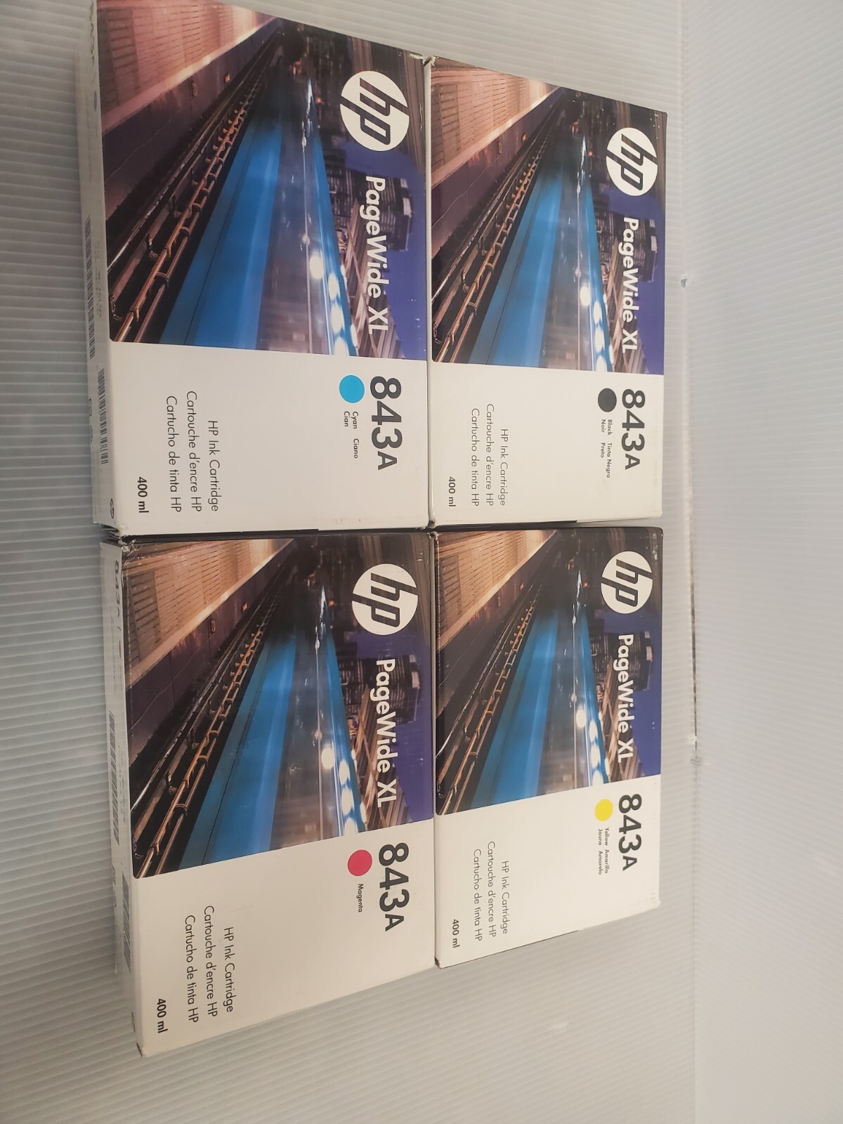 HP 843A SET BLACK, CYAN,YELLOW, MAGENTA for PAGEWIDE 4000,4500,5000 ...