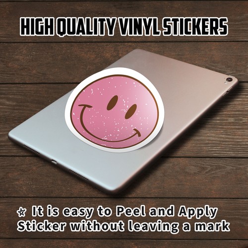 Retro Pink Smile Face Sticker Funny Groovy Hippie Stickers (5 inches ...