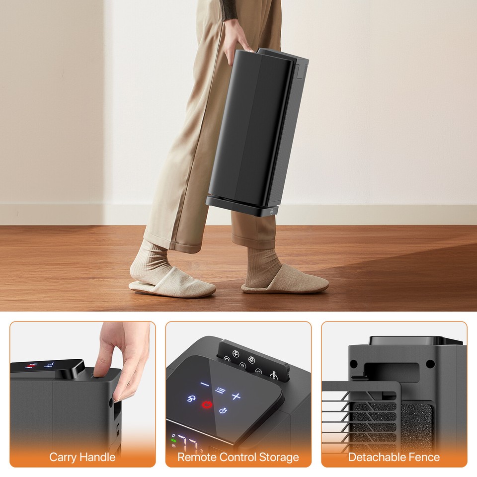 1500W - Portable Electric Heater with Thermostat Ceramic Heater ECO ...