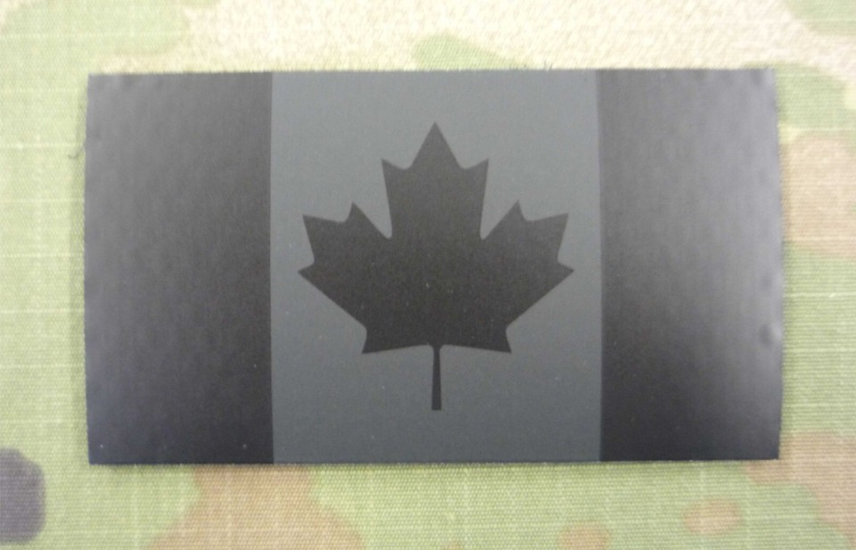 CANADA FLAG BLACK ON IR MB SolasX PATCH 3.5"X2" WITH VELCRO® BRAND ...