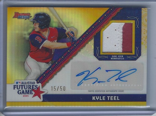 2024 KYLE TEEL BOWMANS BEST RC FUTURES GAME 2 CLR PATCH RELIC AUTO GOLD ...
