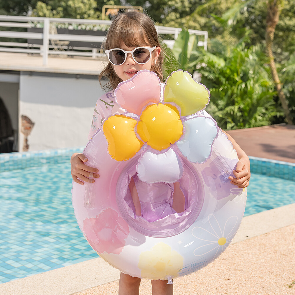 PVC Toddler Safety Float Bed Cute Flower Float Boat Children Summer ...