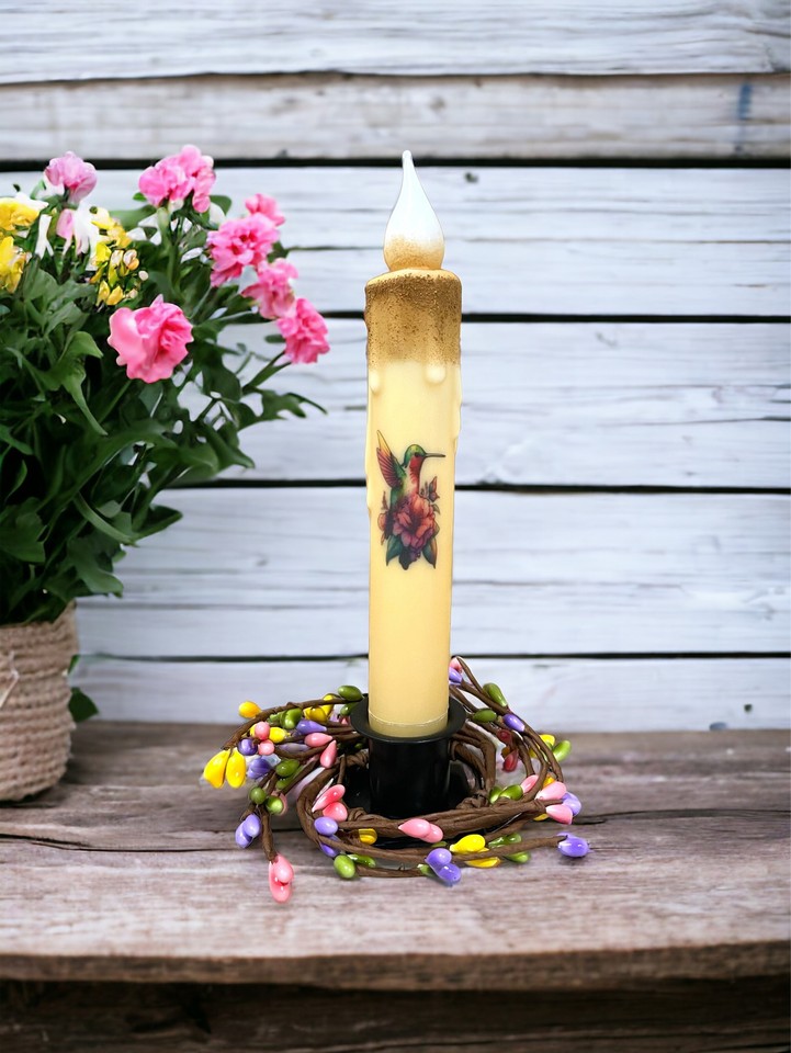 7" Hummingbird Battery Operated LED Timer Taper Candle | eBay