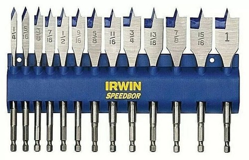 IRWIN SPEEDBOR Boring Flat Drill Bit Set 13 pc w/Rack Wood CHN 88887 | eBay