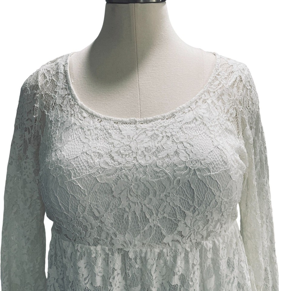 Torrid Lace Top With Cami Plus 2X White Sheer Boho Romantic Two Piece ...