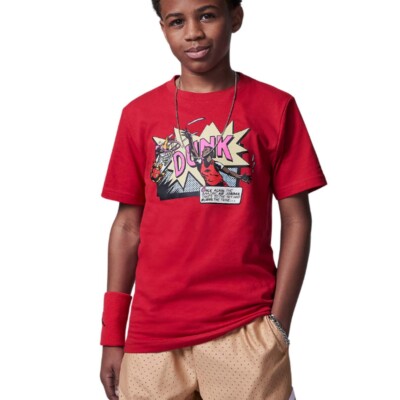 T-SHIRT RAGAZZI JORDAN 95D256 R78 DUNK COMICS ROSSO | eBay