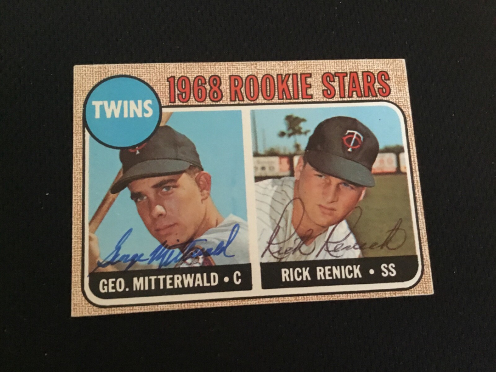 autographed 1968 Topps Rookies w/ George Mitterwald & Rick Renick. #M-1 ...