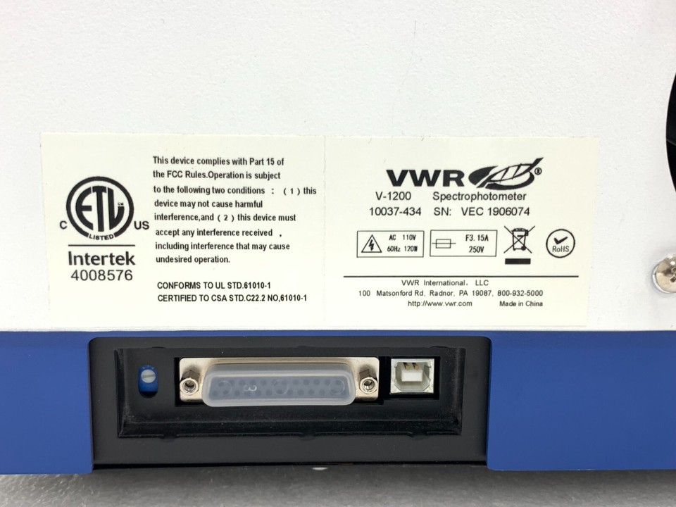 VWR 10037-434 V-1200 Spectrophotometer NICE UNIT & GOOD DEAL FOR PARTS ...