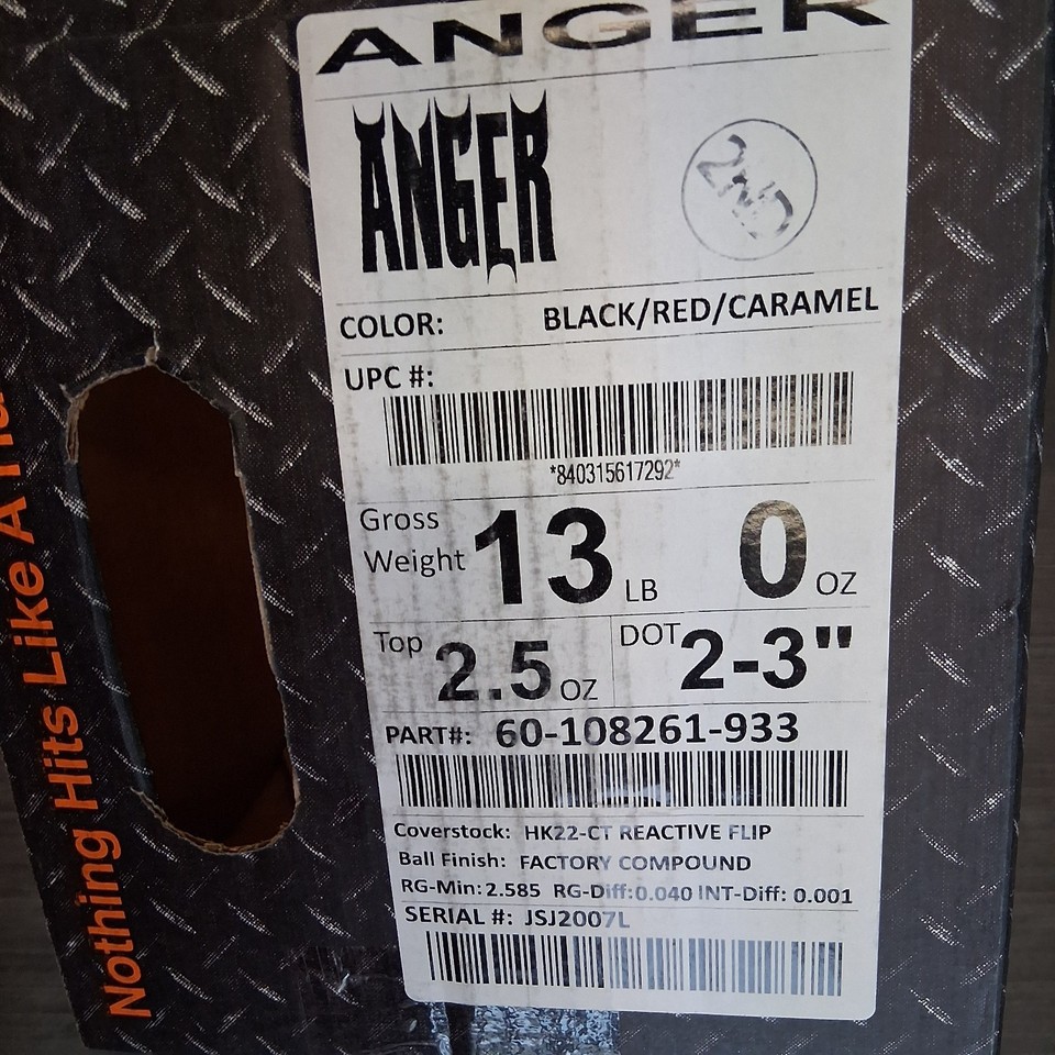 Hammer Anger bowling ball 13 LB. new in box #007 | eBay