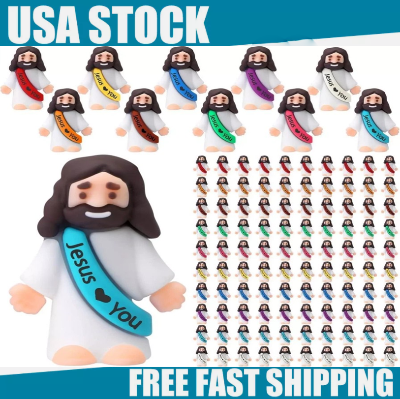 100 Pcs Little Jesus Figures Mini Rubber Jesus Toys Jesus Love You Mix ...