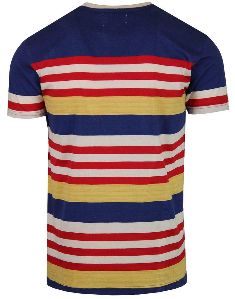 NEW MADCAP RETRO 70s MENS MOD STRIPED T-SHIRT BLUE Shirt Tee Top COSMO ...