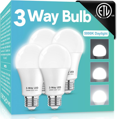 3 Way LED Light Bulbs 50 100 150W Equivalent Daylight White 5000K 3 Way ...