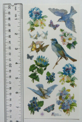 Violette Collection - BLUE BIRDS & FLOWERS - 1 Sheet of Stickers #C06 ...