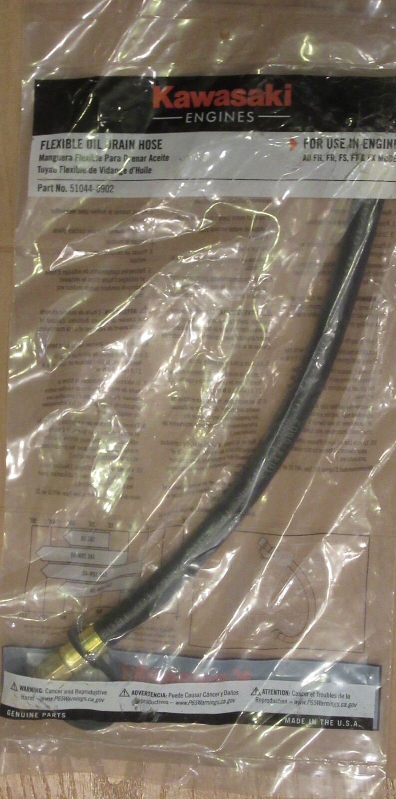 Genuine Kawasaki Flexible Oil Drain Hose PT# 51044-0902 | eBay