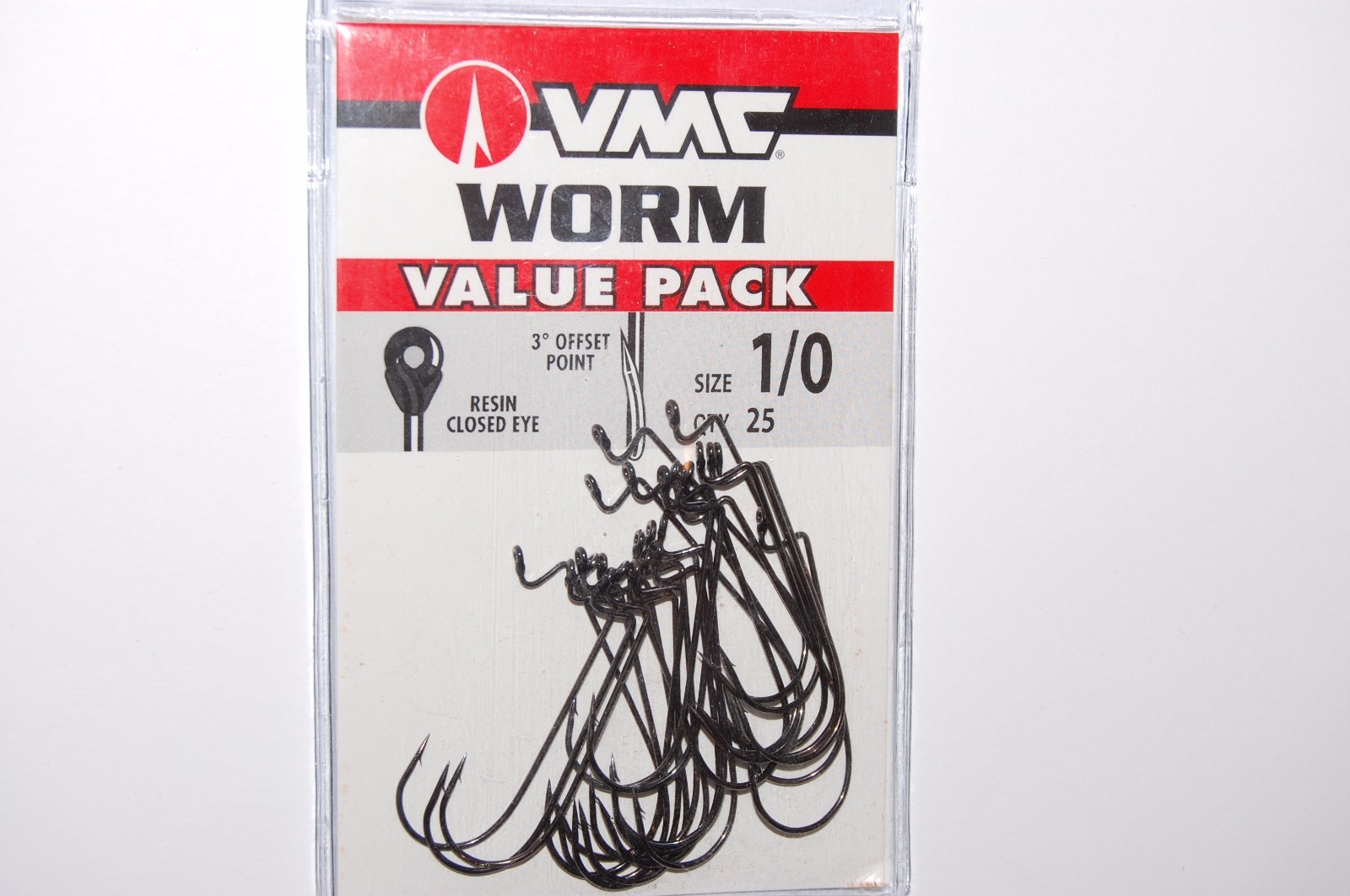 vmc bass plastic worm hook 3 degree offset point resin closed eye 1/0 value pack | eBay