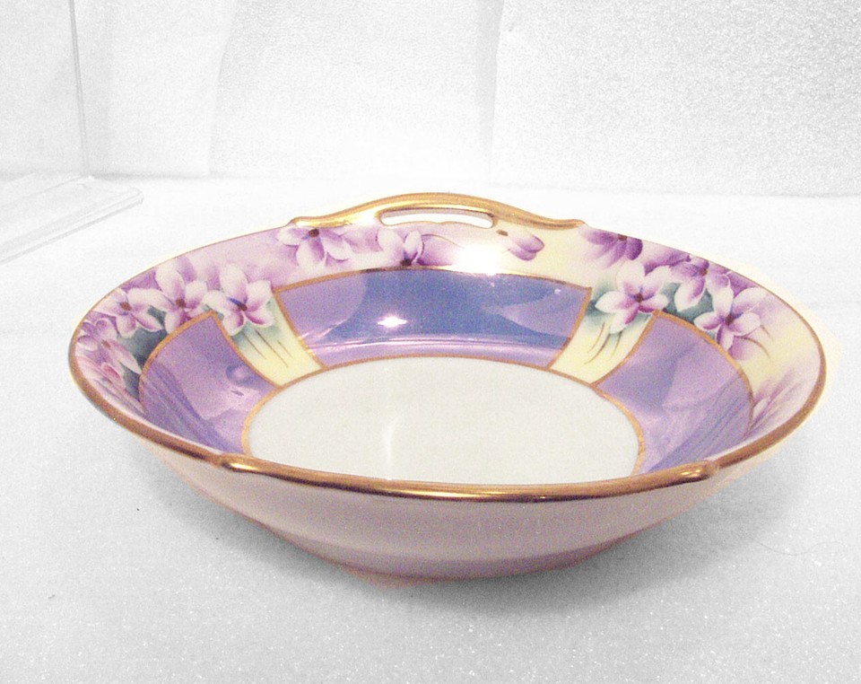 Vintage Violet Periwinkle Vinca Dish Bowl Meito China 6in Hand Painted ...