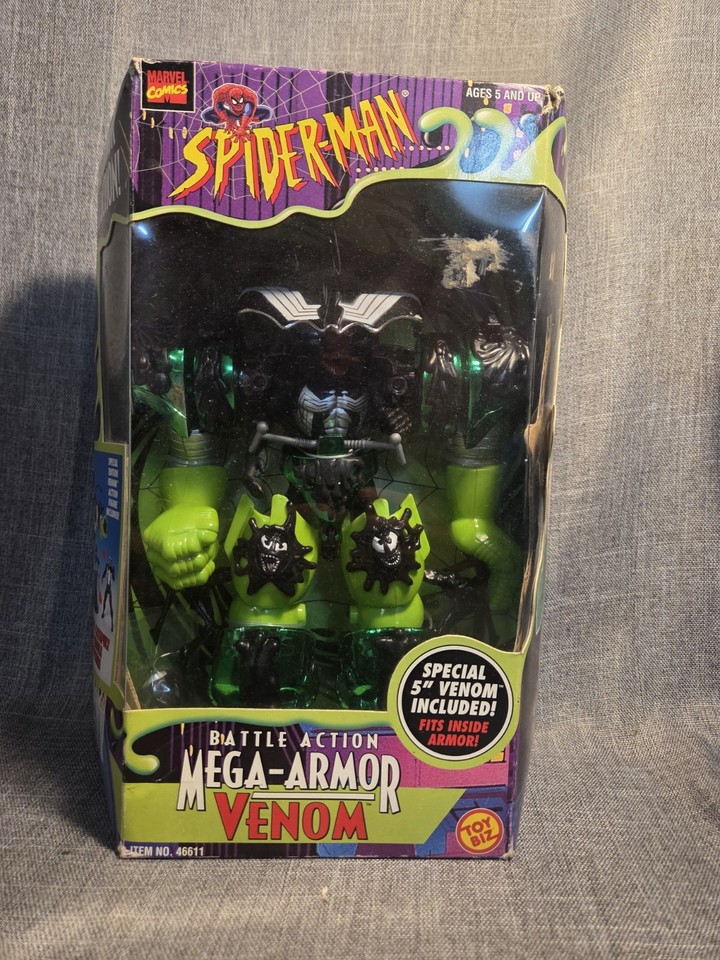 Toy Biz Marvel Spider-Man Animated Battle Action Mega Armor Venom 1997 ...