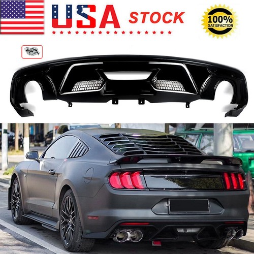 Glossy Black Fits For 2015-2017 Ford Mustang Rear Bumper Lip Diffuser ...