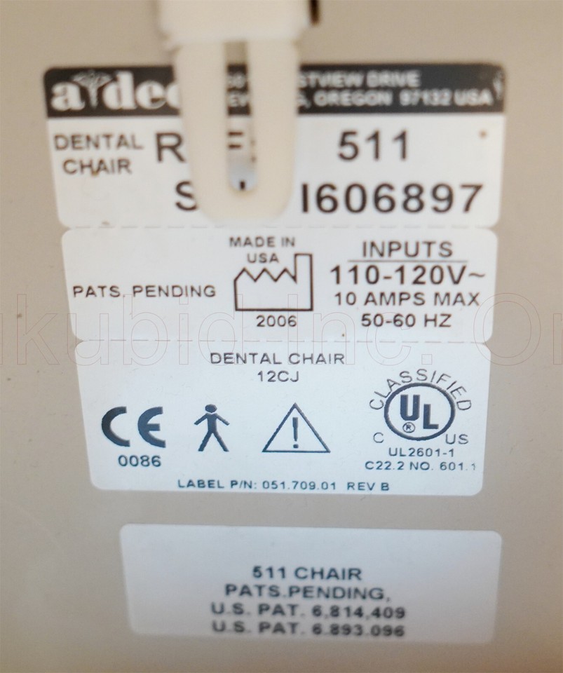 Adec 511 Dental Chair with Assistant vacuum Arm | eBay